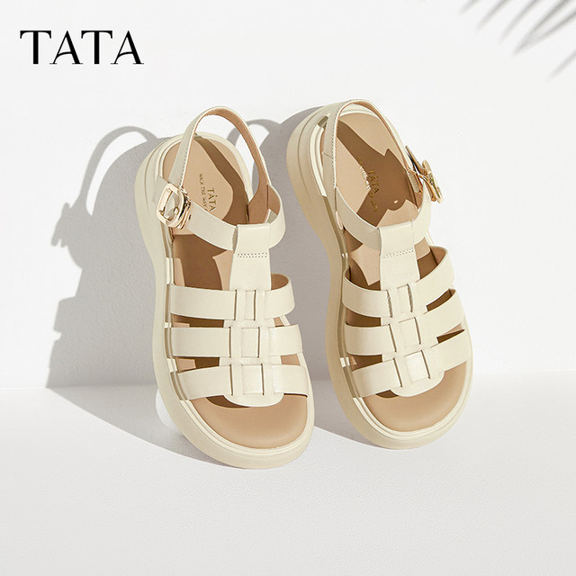Tata casual thick-soled pig cage shoes women's shoes Roman sandals ...