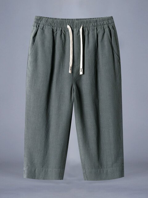 Lineypot pants men's summer thin loose ramy short pants cotton pants ...