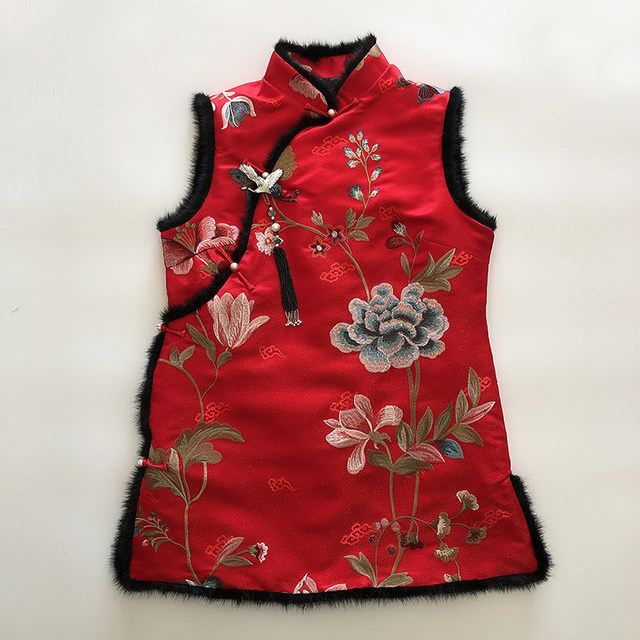 New Chinese style autumn and winter Chinese style Tang suit silk mink ...