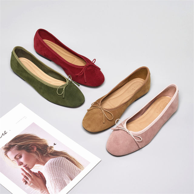 Dovelyn ballet flat shoes for women with flat heel bows really soft ...