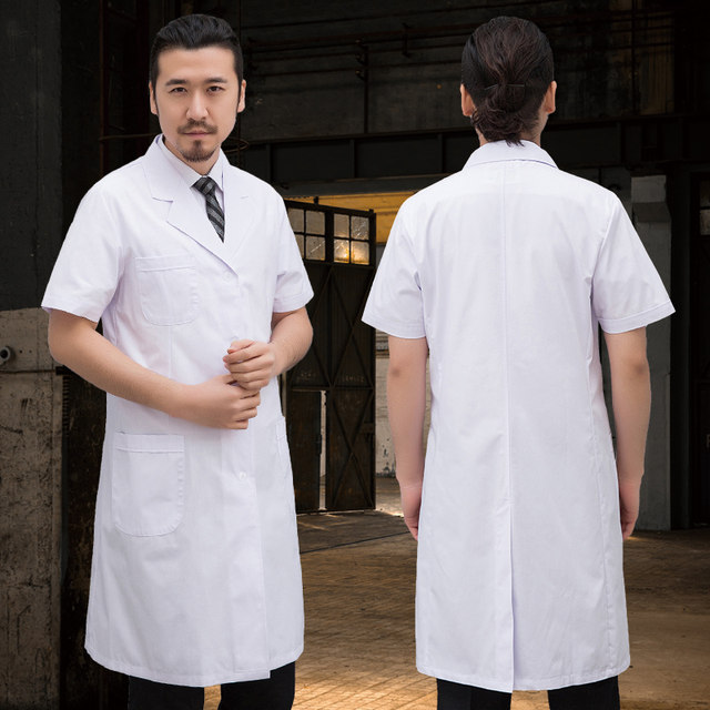 White coat summer short-sleeved unisex doctor overalls long-sleeved ...