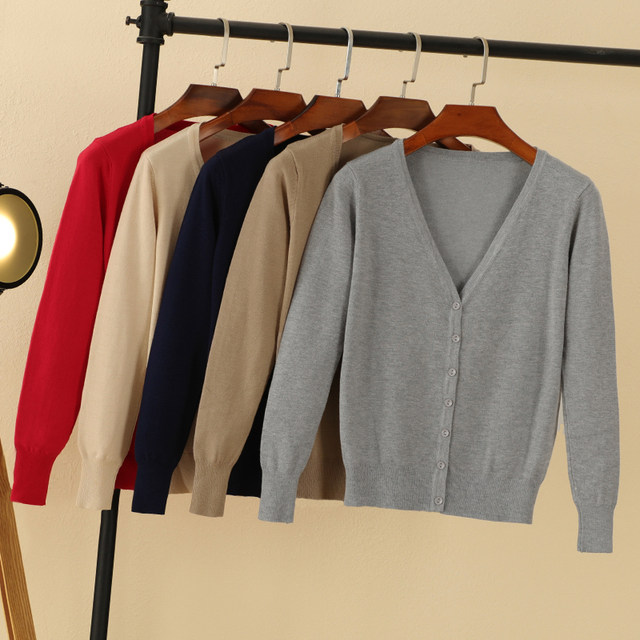 Early autumn thin nurse sweater jacket dark gray sweater cardigan early ...