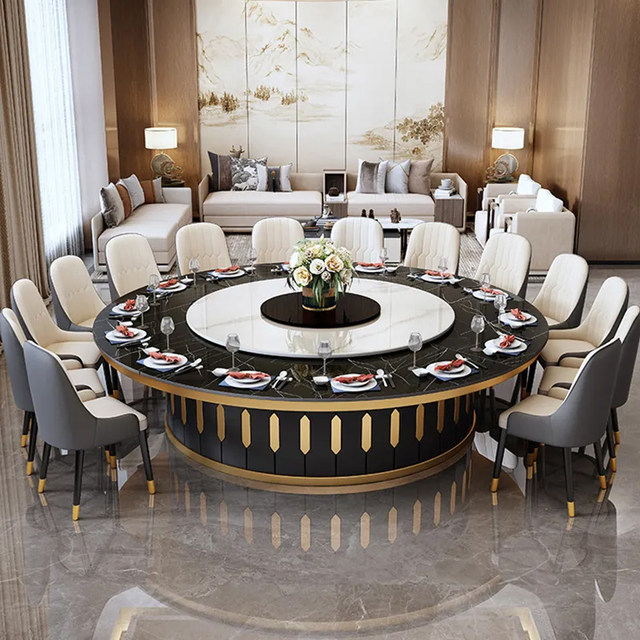 Yanban Hotel Club Large Round Table Electric Dining Table Hotel Light ...