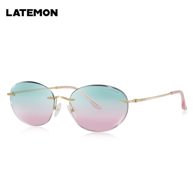 Langtemeng 2024 New Sunglasses Women's Round Frame Plain Women's HD ...