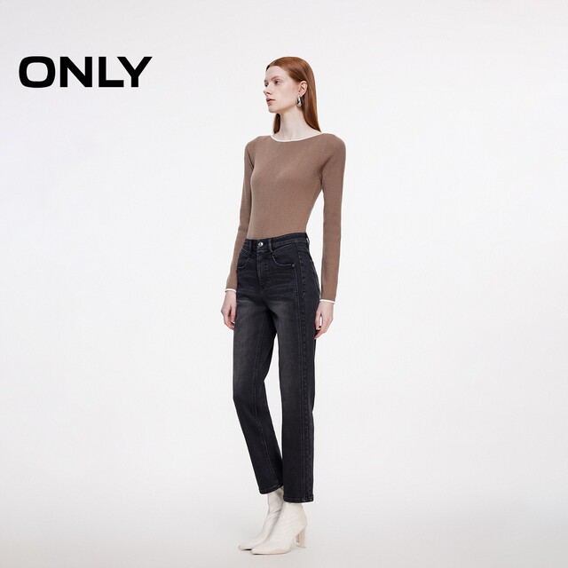 Only2024 Winter new high -waisted straight nine -point jeans 124449002