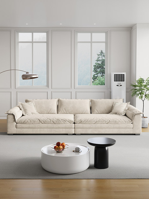 Italian minimalist light luxury baby velvet straight sofa living room ...
