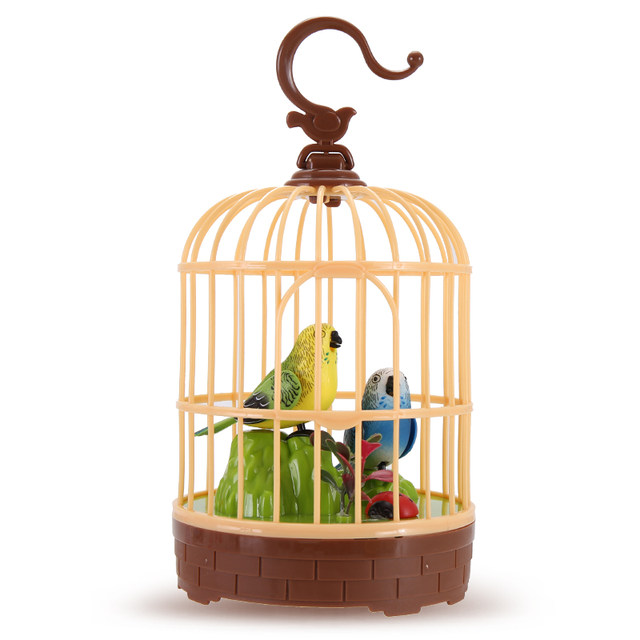 Simulated bird with birdcage children's cage with sound, movement and ...