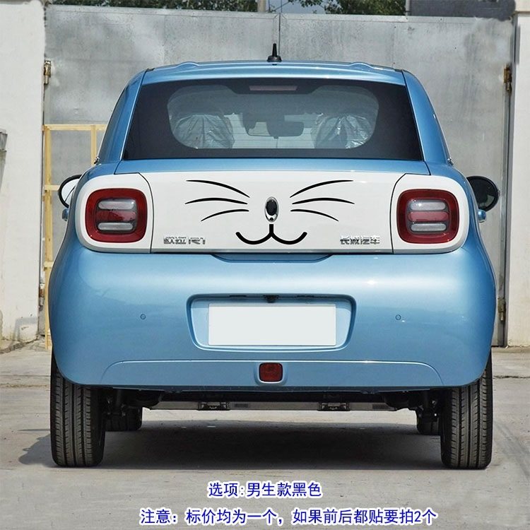 Euler R1 black cat car sticker R2 white cat front face cover ...
