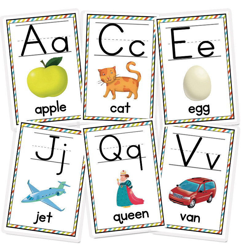English 26 Letters Word Card Phonics Textbook Flash Card Set