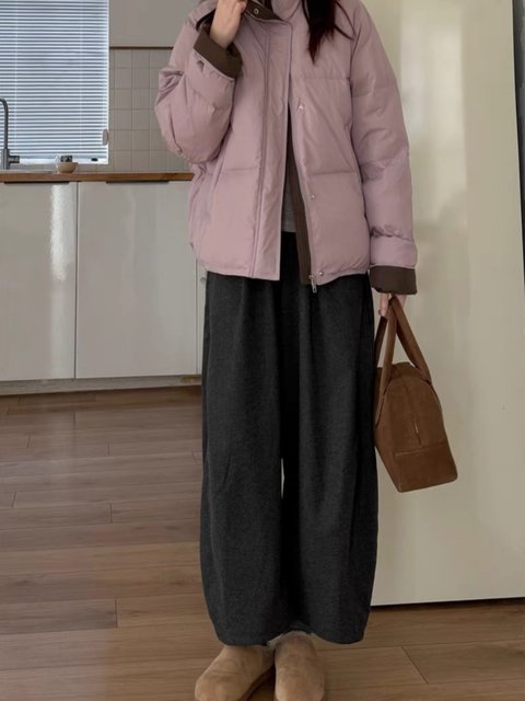 Wuli 24 Winter Korean Pure Color Collect Colle Plord Female Short ...