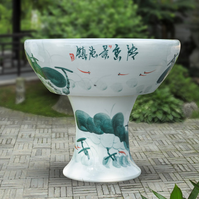 Ceramic fish tank Jingdezhen porcelain base creative goldfish tank high ...