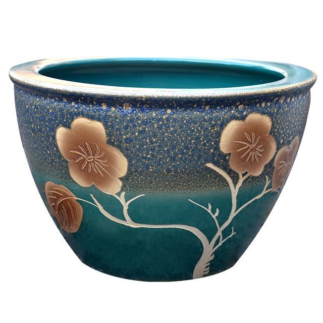 Ceramic fish tank, fish tank, balcony, water lily, lotus tank, outdoor ...