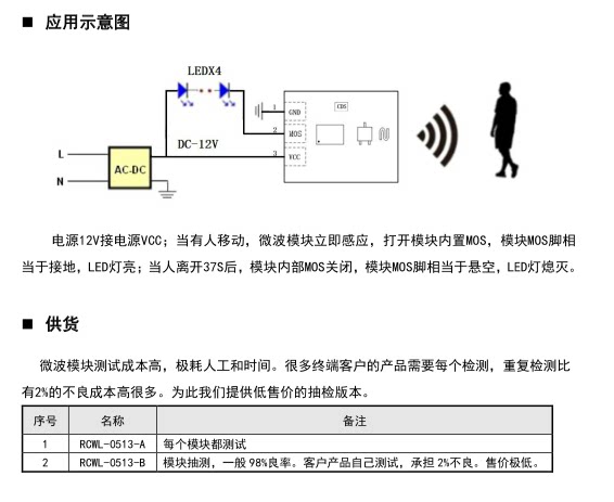 RCWL-0513 Microwave Radar Human Body Induction Switch Module