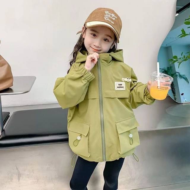 Girls' Spring Jackets, Spring and Autumn Outerwear, Fashionable Hooded ...