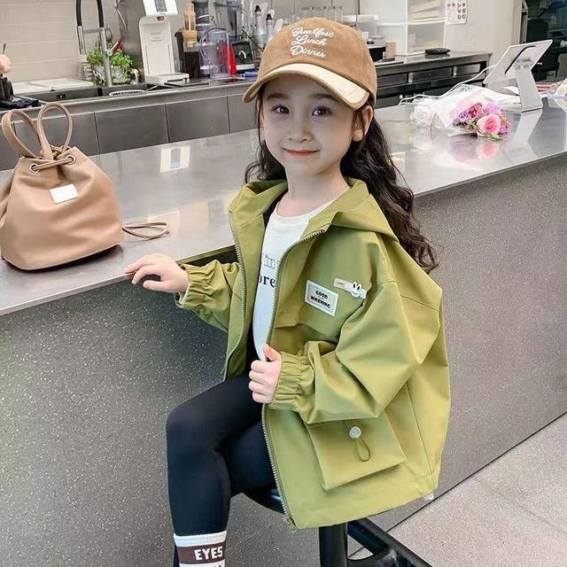 Girls' Spring Jackets, Spring and Autumn Outerwear, Fashionable Hooded ...