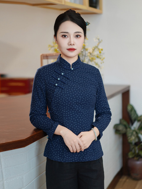 Yunya new autumn Chinese style tops waist slimming tops fashionable ...