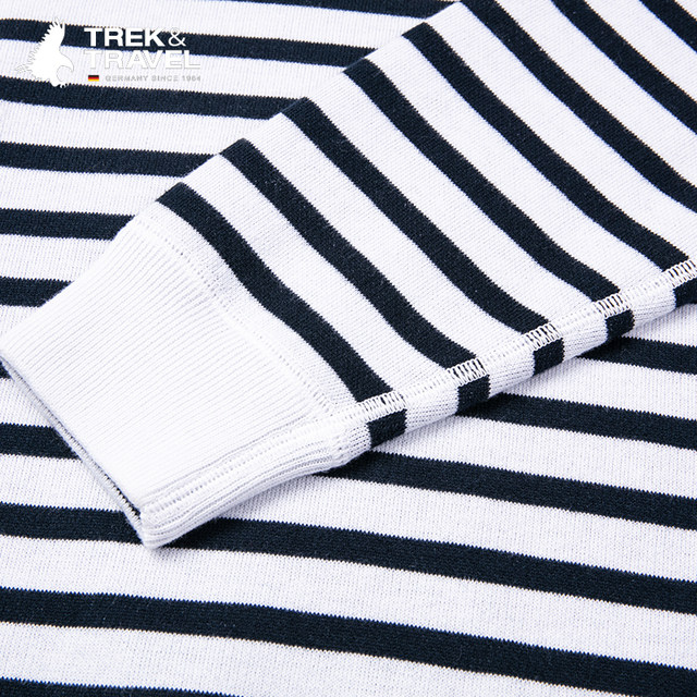 TREK/TRAVEL round neck white striped sweater long-sleeved sweater ...