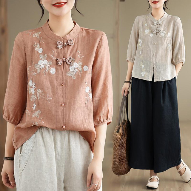 Summer new product seven -point sleeve cotton and linen, unique ...