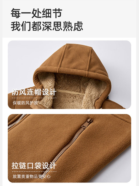 Imitation sherpa jacket for men 2025 new autumn and winter plus velvet ...
