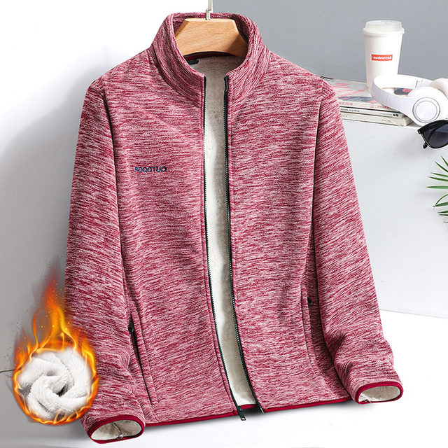 Snow fox velvet jacket men's autumn and winter plus velvet thickened polar fleece jacket spring ...