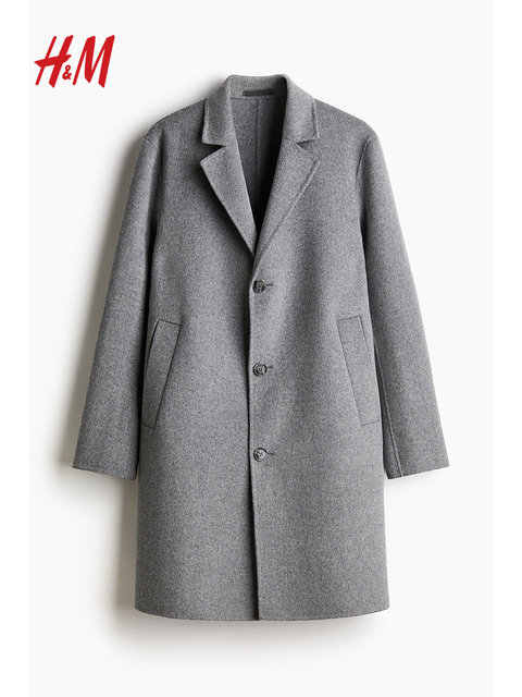 HM men's woolen coat winter wool coat mid-length single-breasted jacket ...