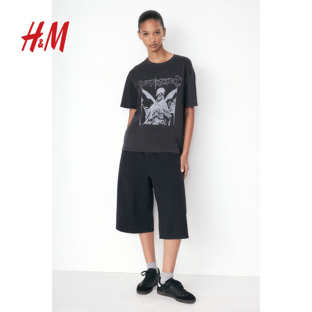 HM Women's T-shirt 2024 Autumn New Soft, Comfortable and Casual ...