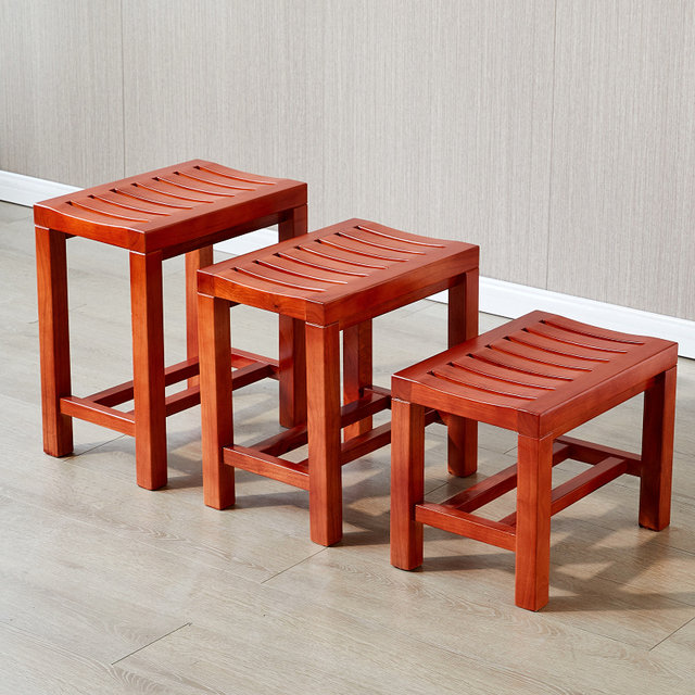 Solid Wood Bath Stool, Bathroom Stool, Anti-Corrosion, Non-Slip Low ...