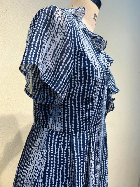 Ligui chiffon ruffled small V-lap floral stripes small fresh style ...