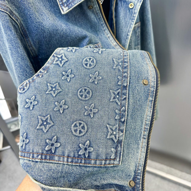 OEM men's new autumn and winter denim jacket old flower stamped old ...