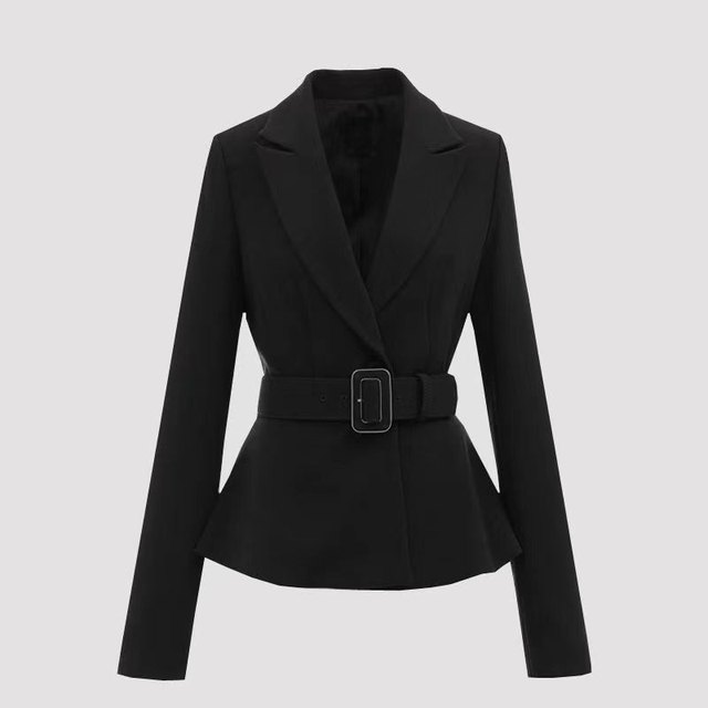Designed coat ruffled suit women's black slim-fitting professional suit ...