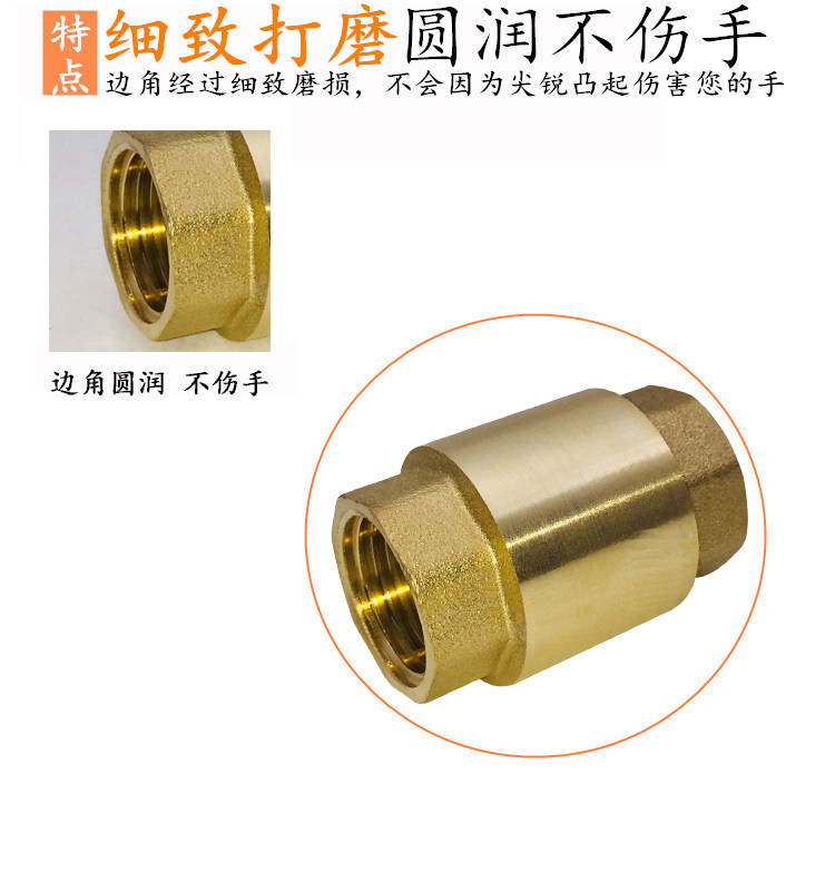 Brass spring vertical one-way valve water pipe 4-point check