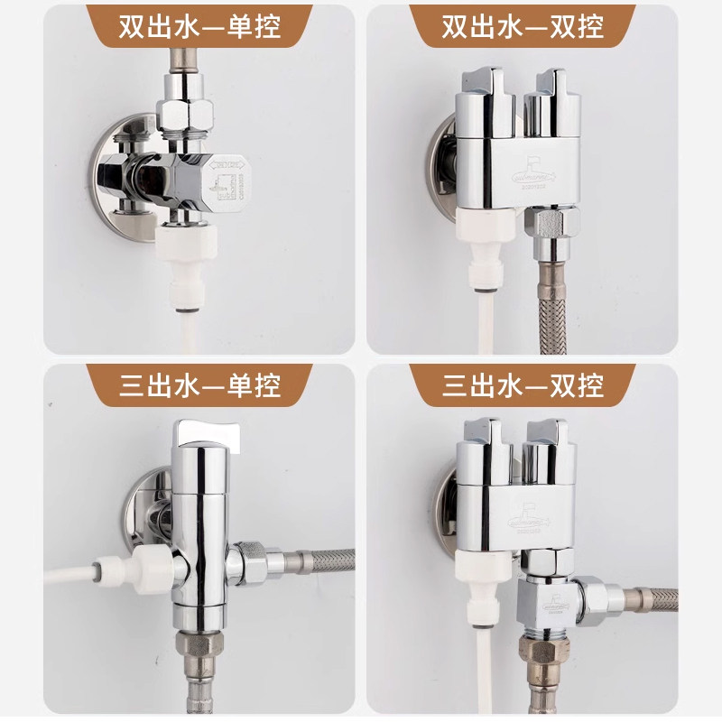 Submarine Copper Three-Way Water Purifier Valve - F2003