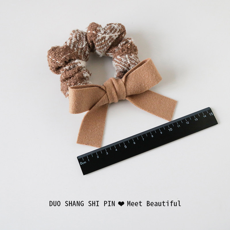 Plush bow large intestine hair ring head rope autumn and winter tied ...