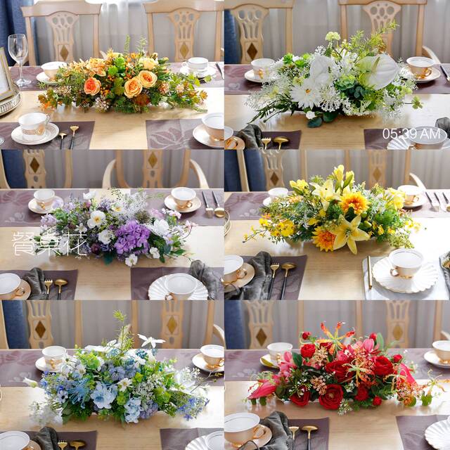Dining table flower tabletop Chinese and Western style restaurant long ...