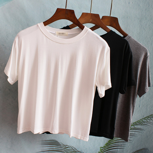 Juan Xidie Simple Modal T-shirt for women, versatile short solid color ...