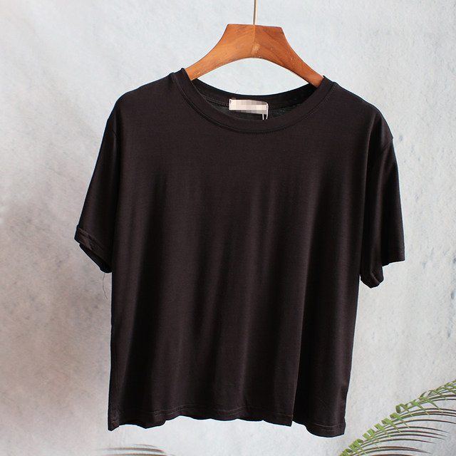 Juan Xidie simple modal t-shirt women's versatile short solid color ...
