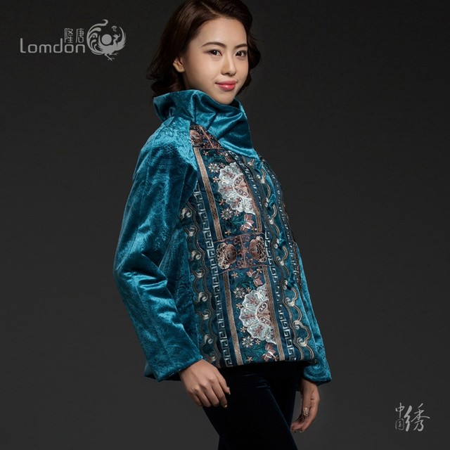 Long Tang original Chinese style modified women's top coat velvet ...