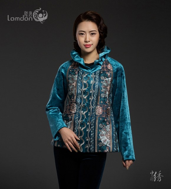 Long Tang original Chinese style modified women's top coat velvet ...