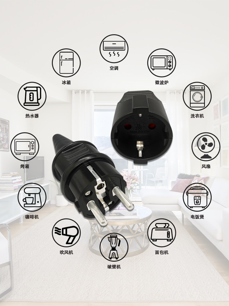 European Standard Power Plug 16A Two-Round French Male and Female ...