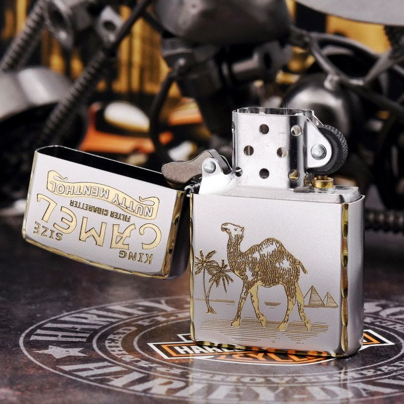 Zippo Feuerzeug 205/167 Armor Chrome DIY Graviertes Kamel & Bär