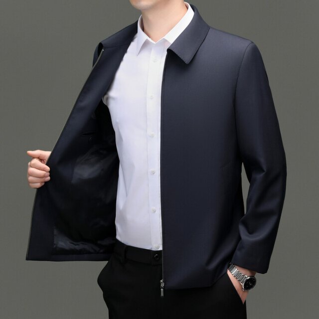 Spring and Autumn Sheep Wool Jacket Contains Silk High-end New Lapel ...