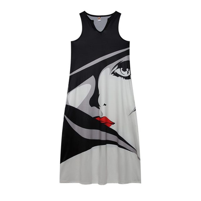 Large size women's European station fashion V -neck cartoon character ...