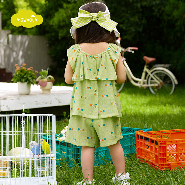 moimoln Xiaoyunduo children's clothing summer new girls fashion suit vest shorts two-piece set
