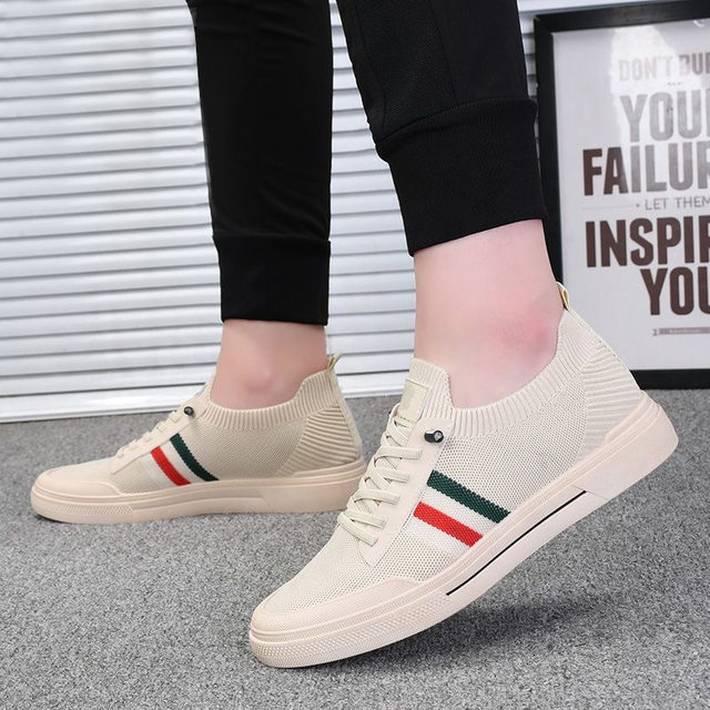 Spring and autumn new men's shoes, breathable mesh panel shoes, lazy ...