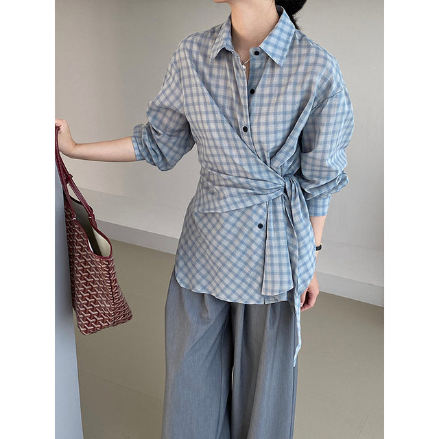 Leng Jiang Zuo Han Dynasty lace -up design sense cardigan thin shirt ...