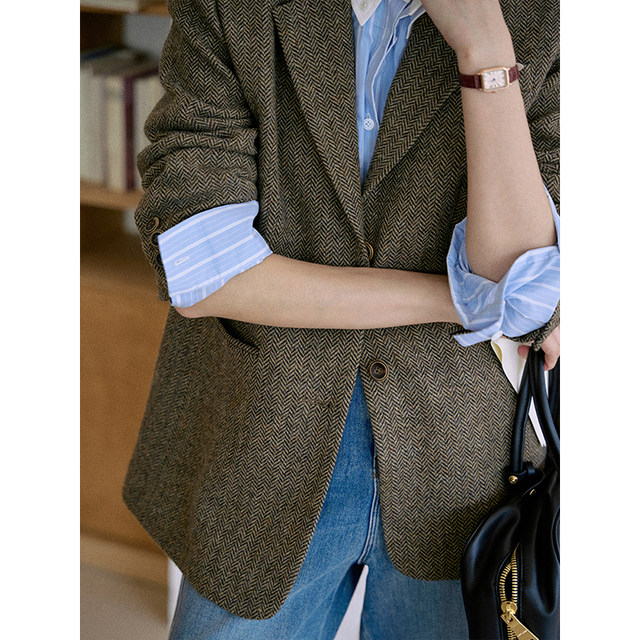 Jicouture all-wool herringbone tweed miscellaneous suit women's autumn ...