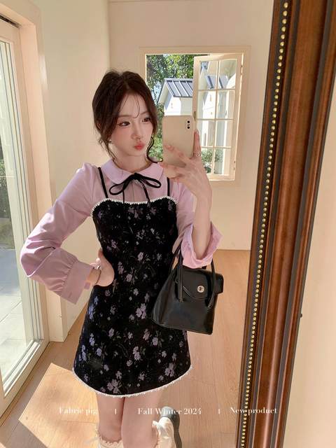 Fabric pig, blueberry fruit tree, Korean floral suspender dress, women ...