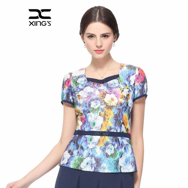Xing's women's clothing, new summer slim fit, large-size printed top ...