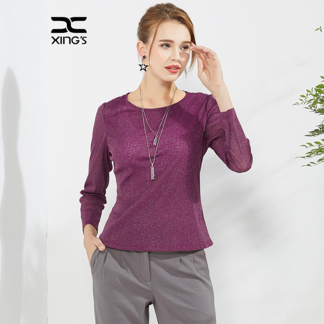 Xing's shirt long-sleeved large size t-shirt women's new round neck ...