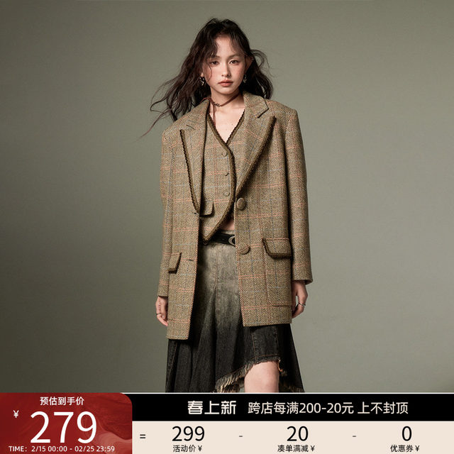 DIDDI MODA silhouette suit jacket + vest casual suit is loose and slim